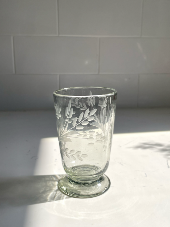 Hand-etched Blown Footed Glass – Villa Lua Home