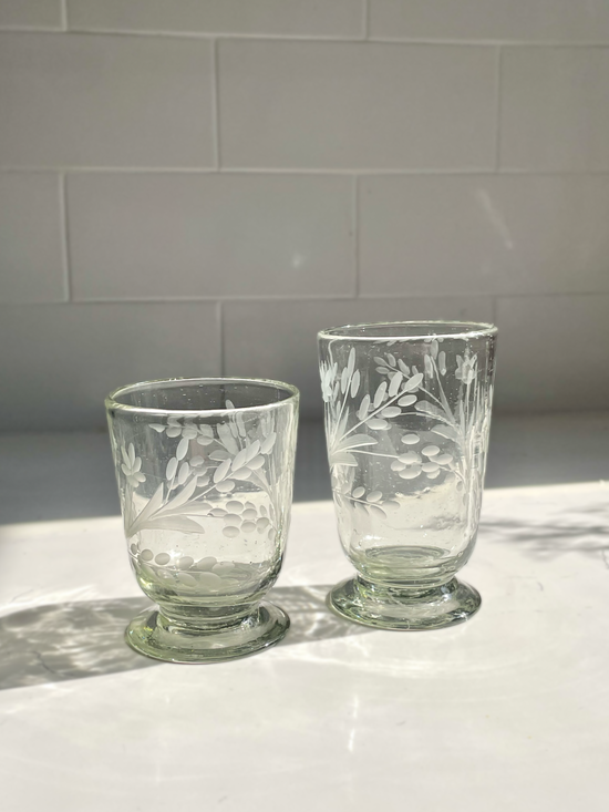 Hand-etched Blown Footed Glass – Villa Lua Home